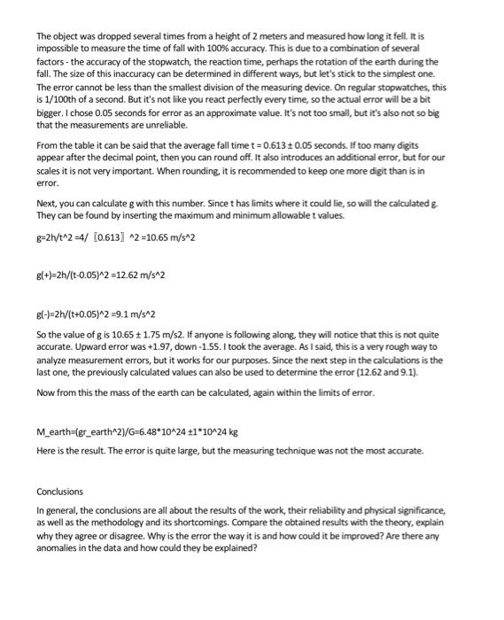 Solved Laboratory work for determining the mass of the earth | Chegg.com