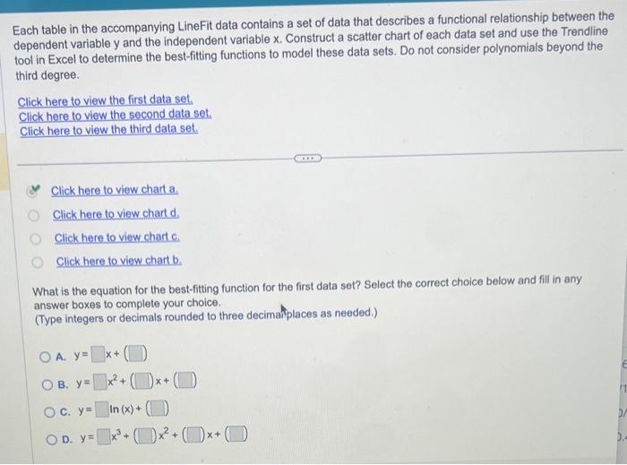 Solved Each table in the accompanying LineFit data contains | Chegg.com