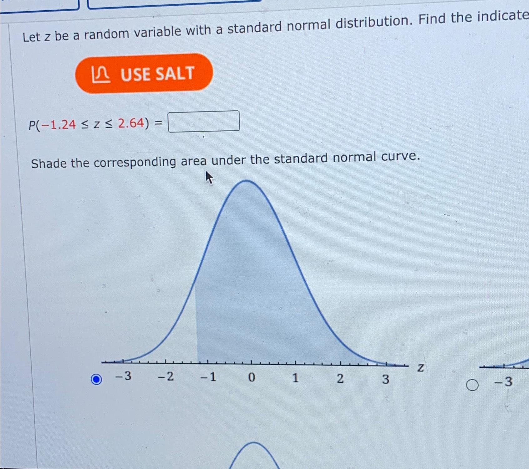 Solved Let z ﻿be a random variable with a standard normal | Chegg.com