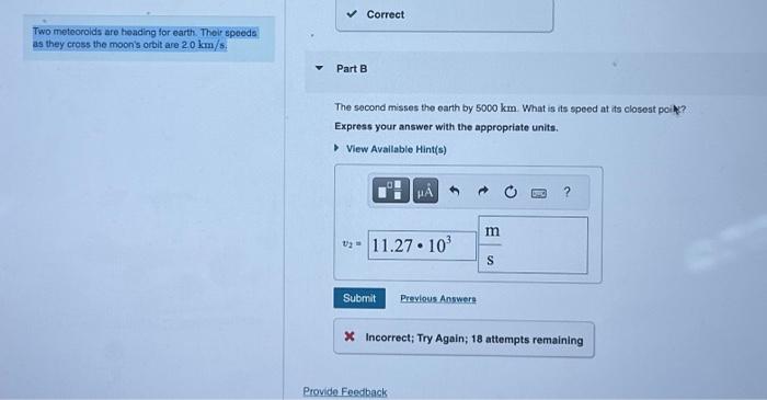 Solved Two meteorolds are heading for earth. Their 8 peede | Chegg.com