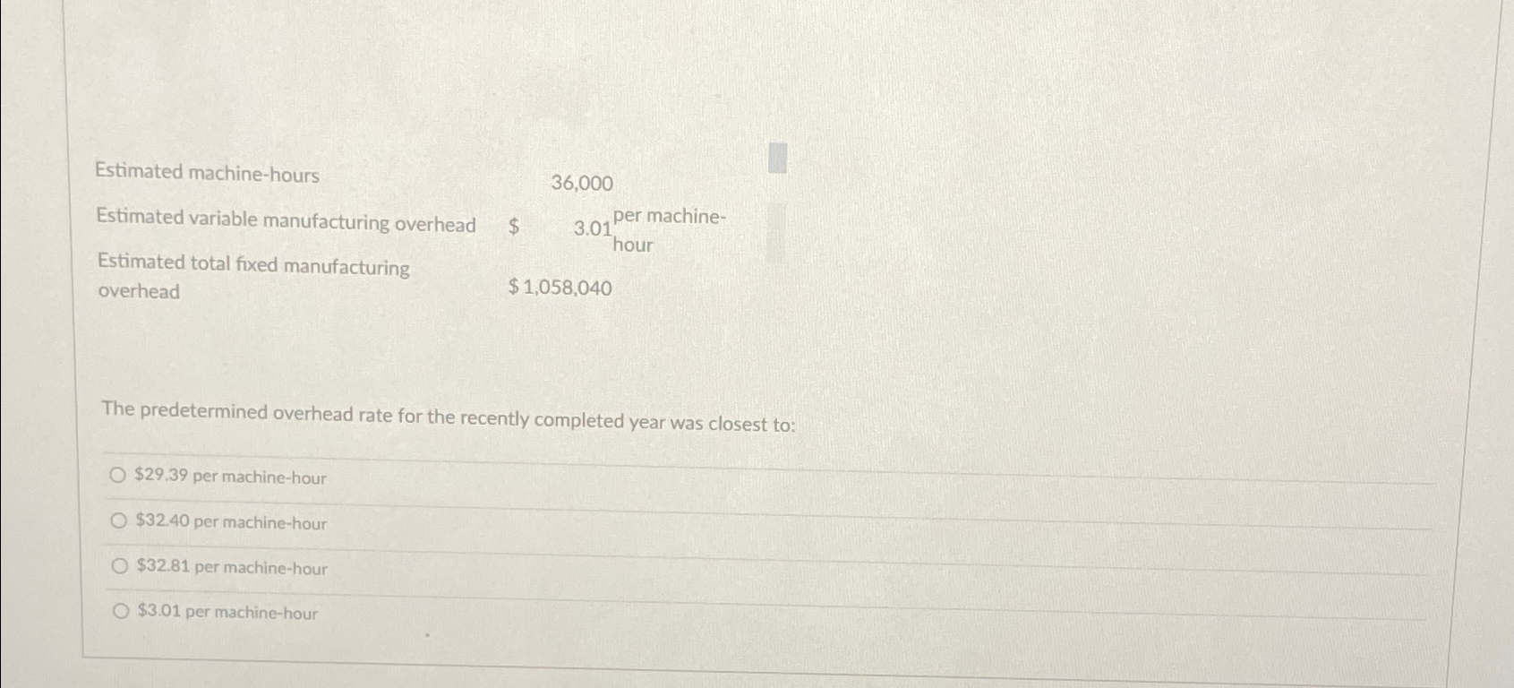 Solved Estimated machine-hoursFstimated variable | Chegg.com