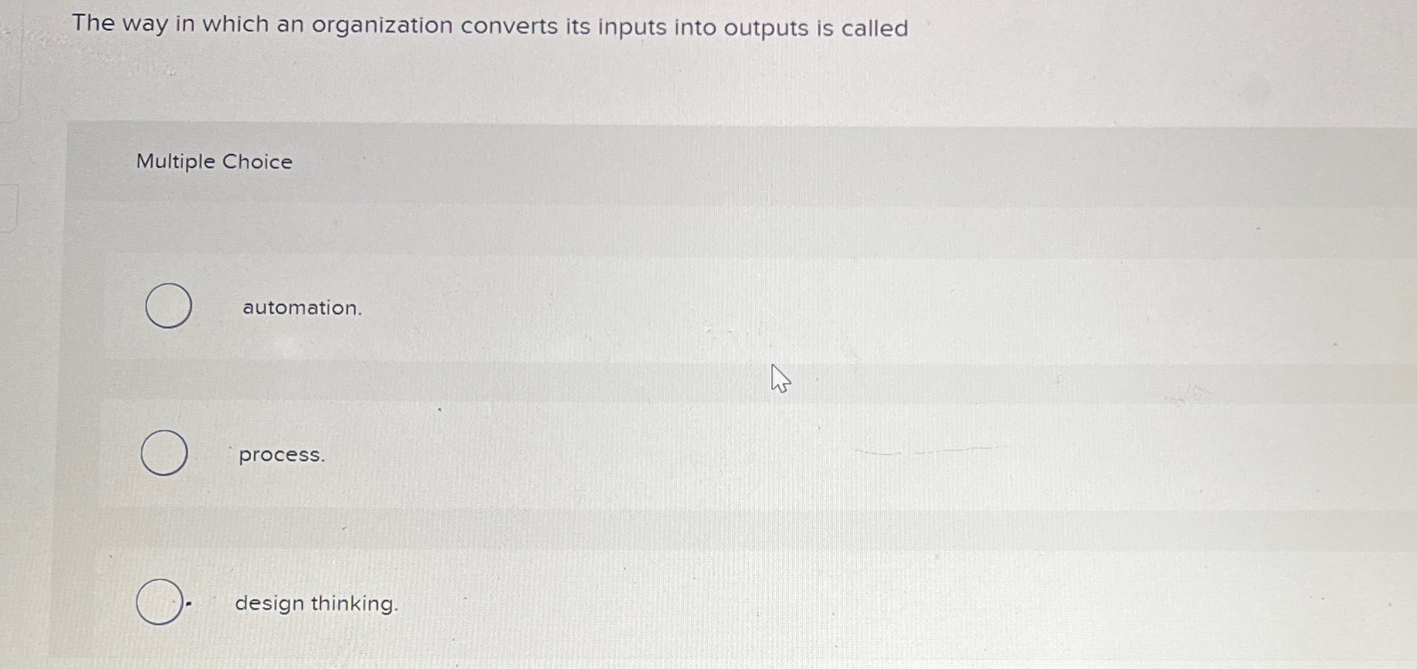Solved The way in which an organization converts its inputs | Chegg.com