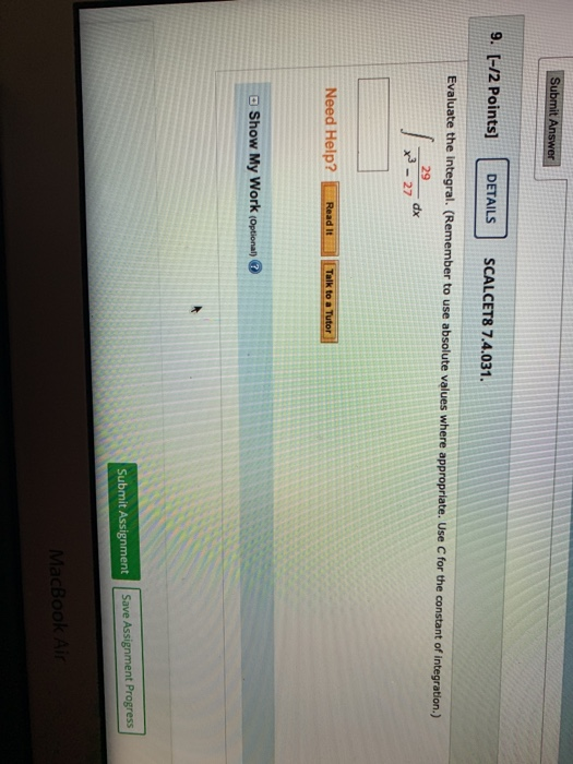 Solved Submit Answer 9. [-12 Points] DETAILS SCALCET8 | Chegg.com