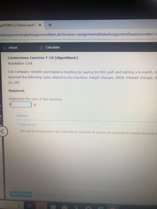 Cornerstone Exercise 7-18 (Algorithmic) Acquisition | Chegg.com