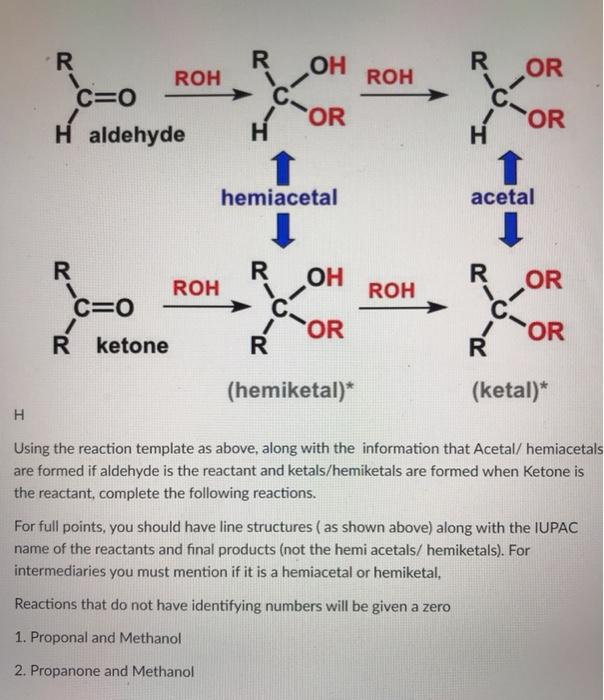 Solved R R OH ROH R OR ROH C=0 C C OR OR H aldehyde H 1 | Chegg.com