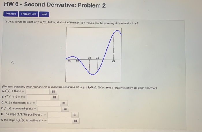 Solved HW 6 - Second Derivative: Problem 2 Previous Problem | Chegg.com