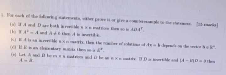Solved 1. For each of the following statements, either prove | Chegg.com