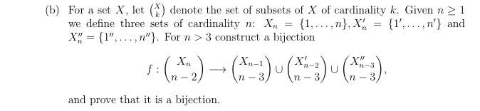 Solved For a set X, let (Xk) denote the set of subsets of X | Chegg.com