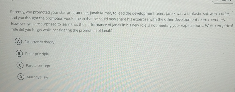 Solved Recently, you promoted your star programmer, Janak | Chegg.com