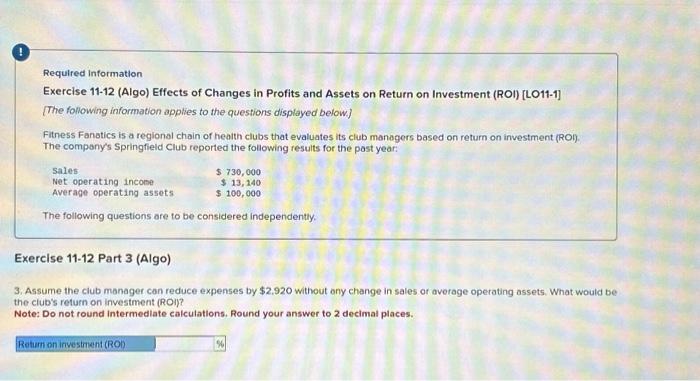 Solved Required information Exercise 11-12 (Algo) Effects of | Chegg.com