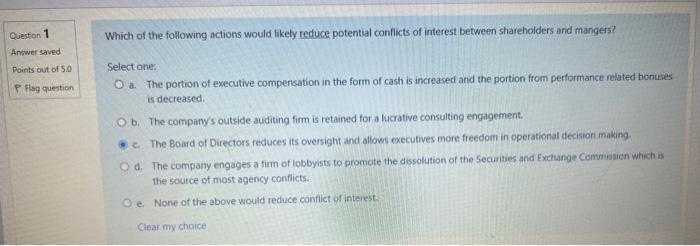 Solved Which of the following actions would likely reduce | Chegg.com