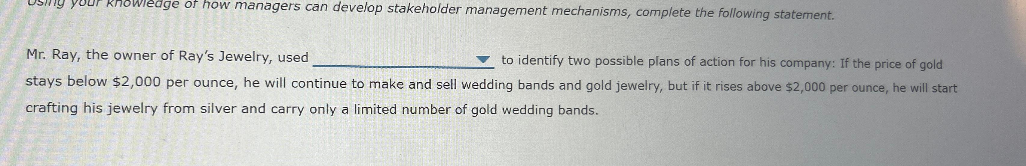 Solved Mr. ﻿Ray, the owner of Ray's Jewelry, used to | Chegg.com
