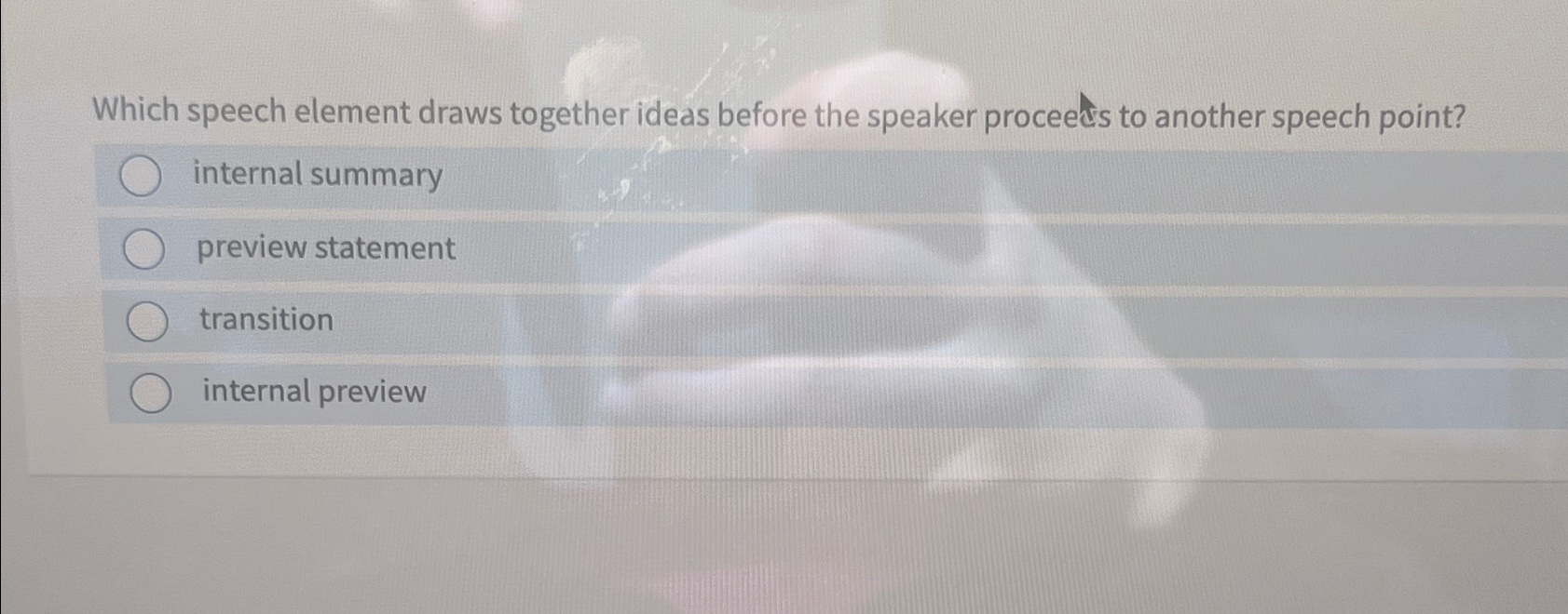 Solved Which speech element draws together ideas before the | Chegg.com