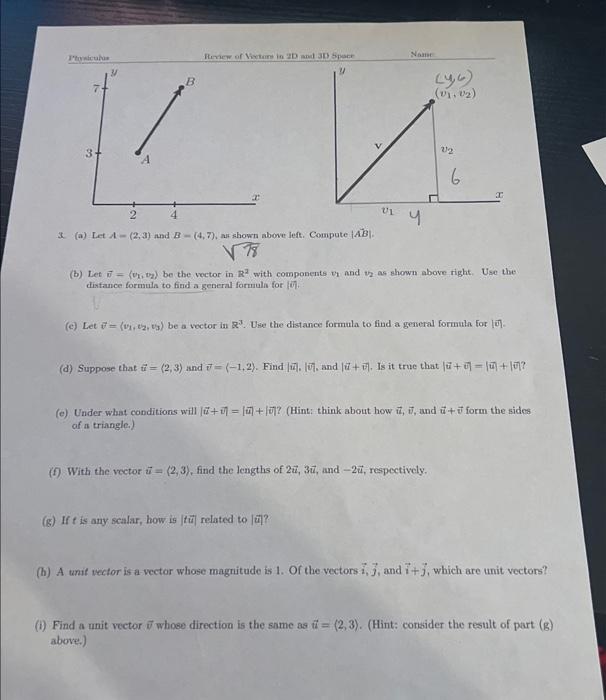 Solved (a) (a) A=(2,3) and B=(4,7), ar shown abowe left. | Chegg.com