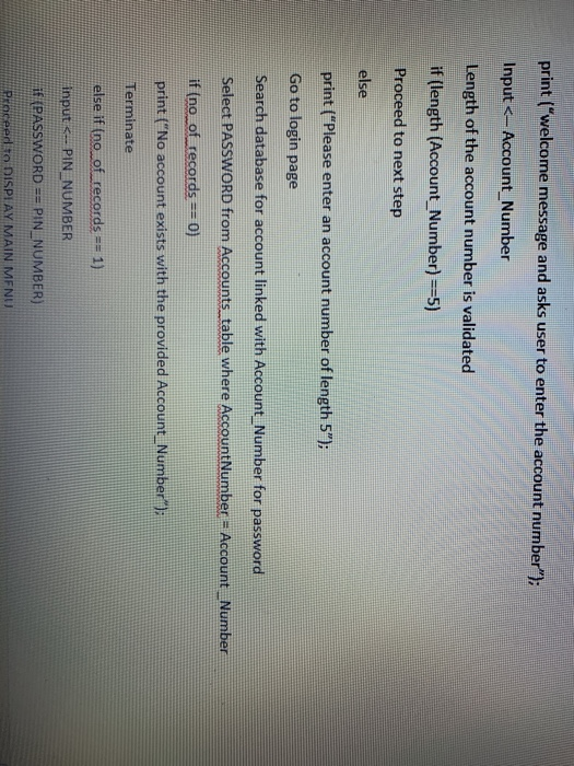 Solved i need help writing java pseudocode for ATM. Need the | Chegg.com