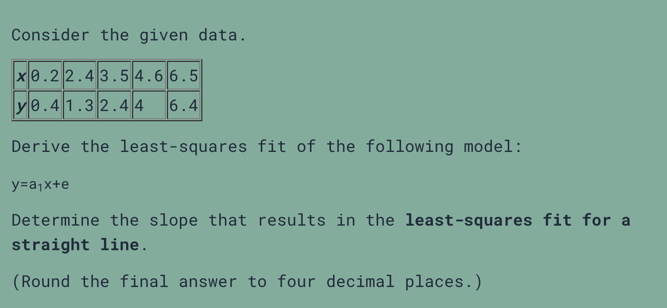 Solved Consider the given data.Derive the least-squares fit | Chegg.com