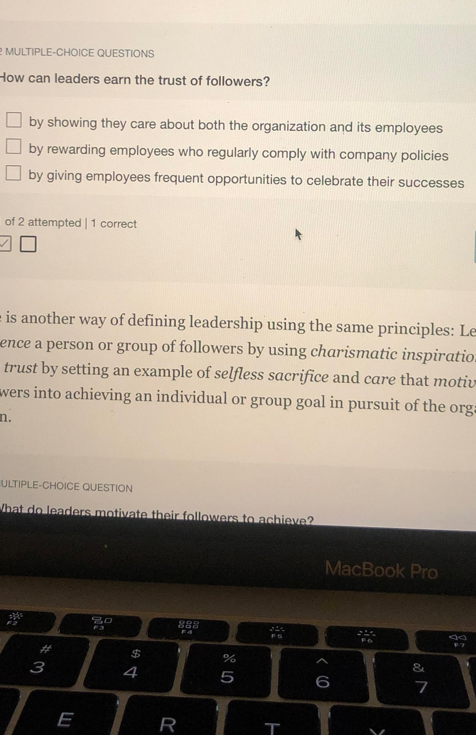 Solved MULTIPLE-CHOICE QUESTIONSHow can leaders earn the | Chegg.com