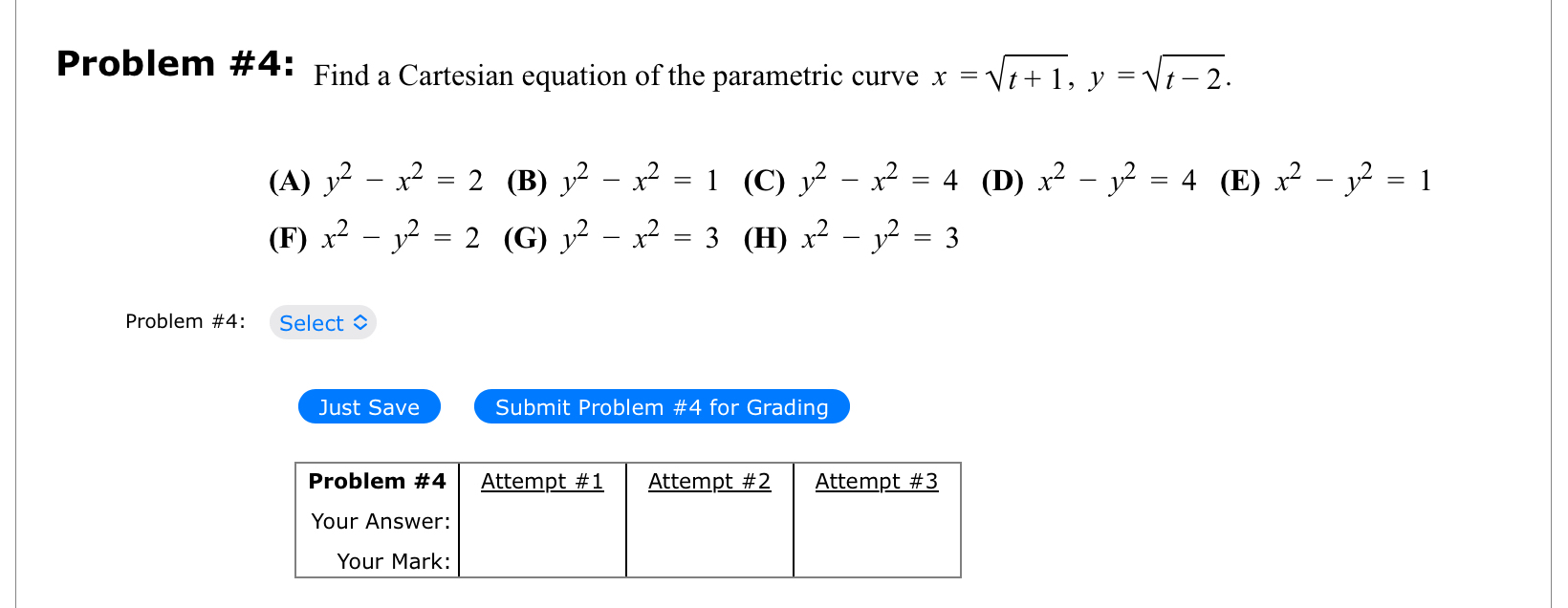Solved Problem #4: Find a Cartesian equation of the | Chegg.com