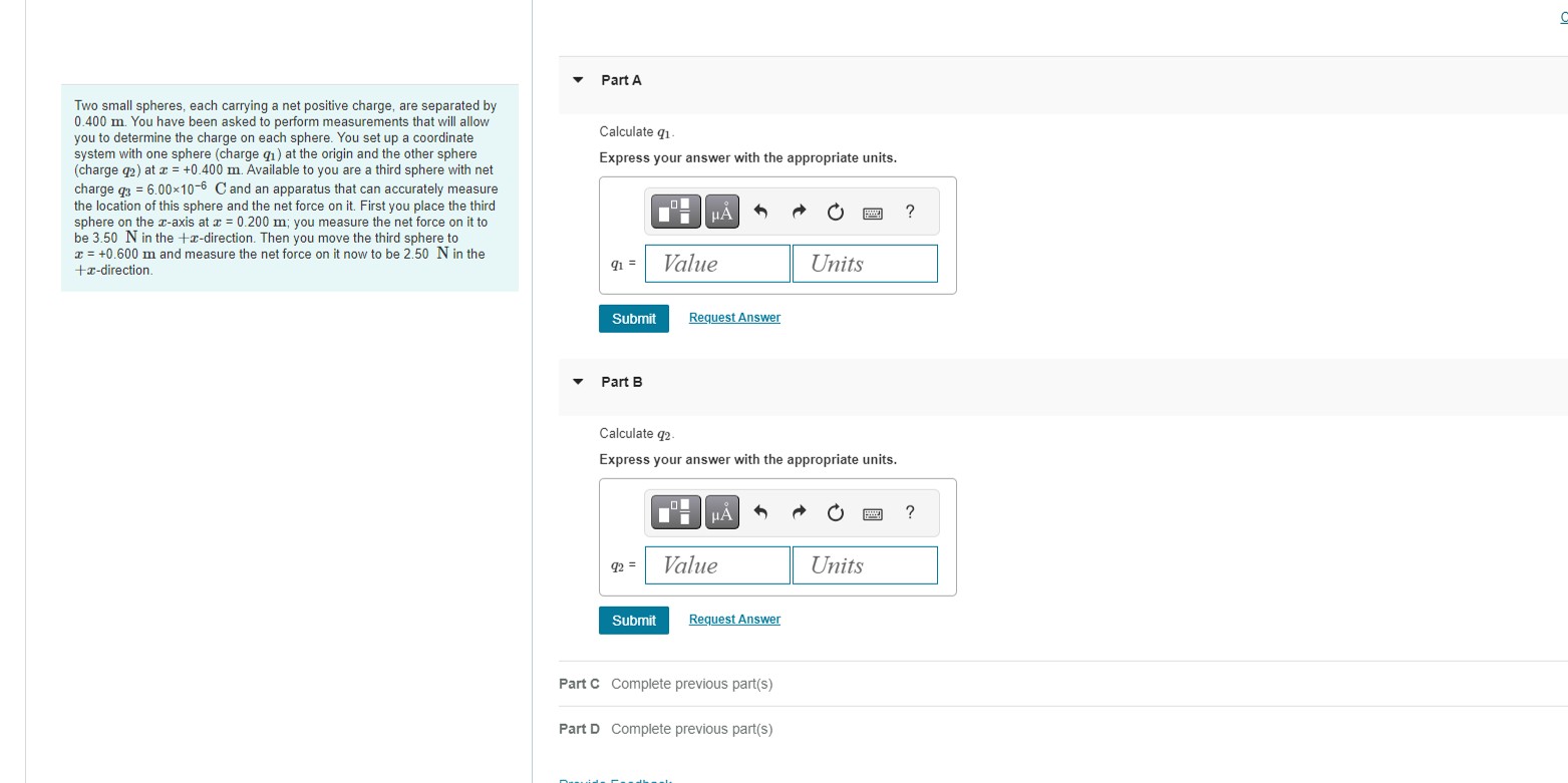 Solved Two small spheres, each carrying a net positive | Chegg.com