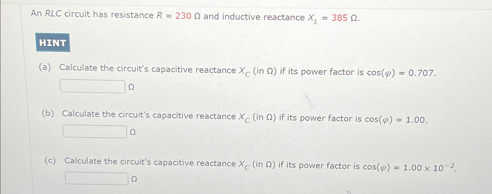 Solved An RLC circuit has resistance R=230Ω ﻿and inductive | Chegg.com