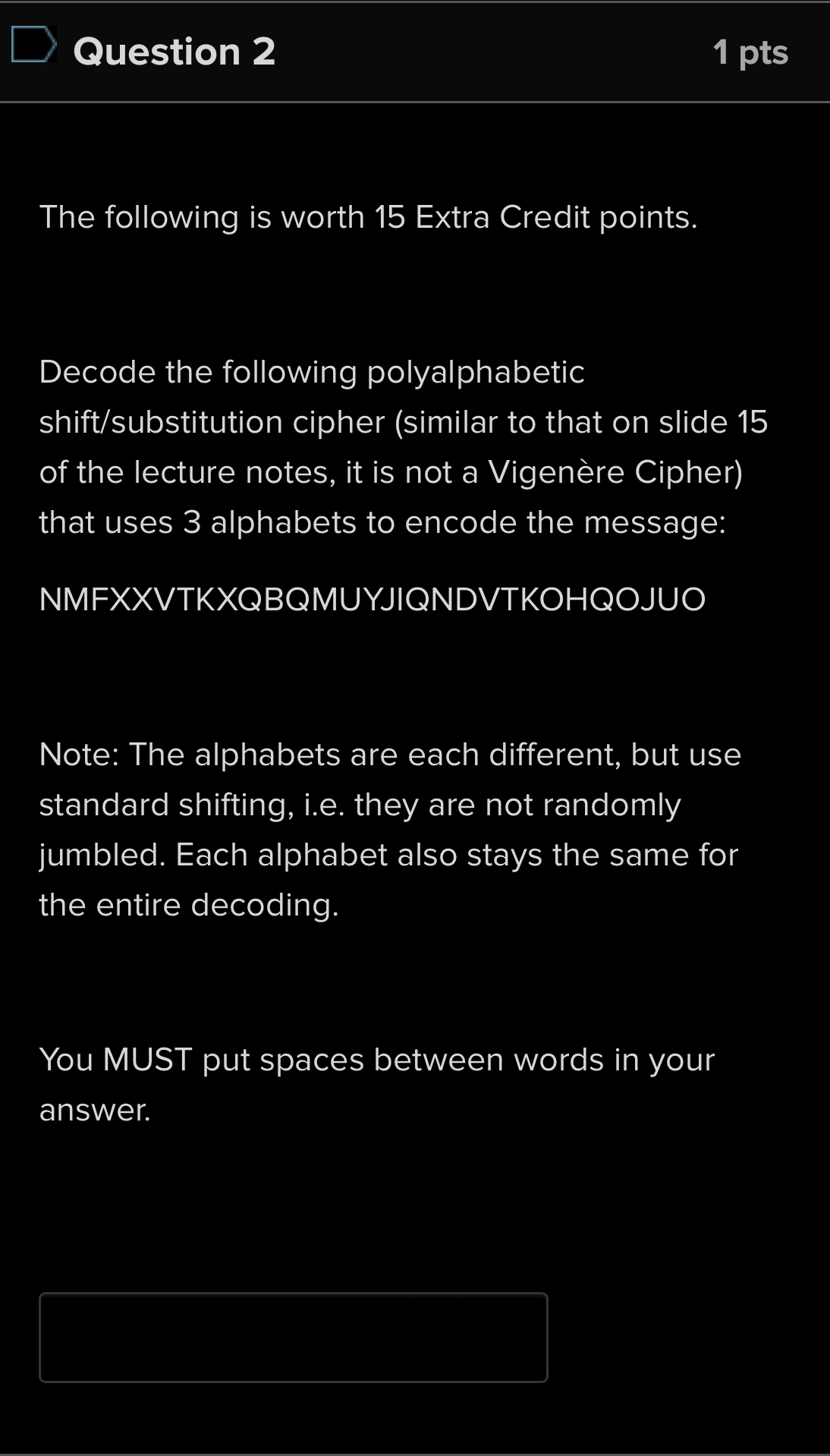 Solved Question 21 ﻿ptsThe following is worth 15 ﻿Extra | Chegg.com