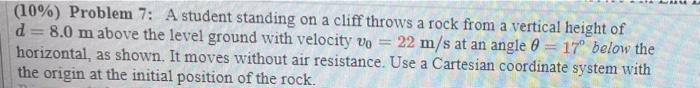 Solved (10\%) Problem 7: A student standing on a cliff | Chegg.com