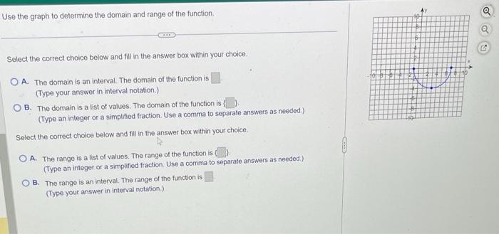 Solved Use the graph to determine the domain and range of | Chegg.com