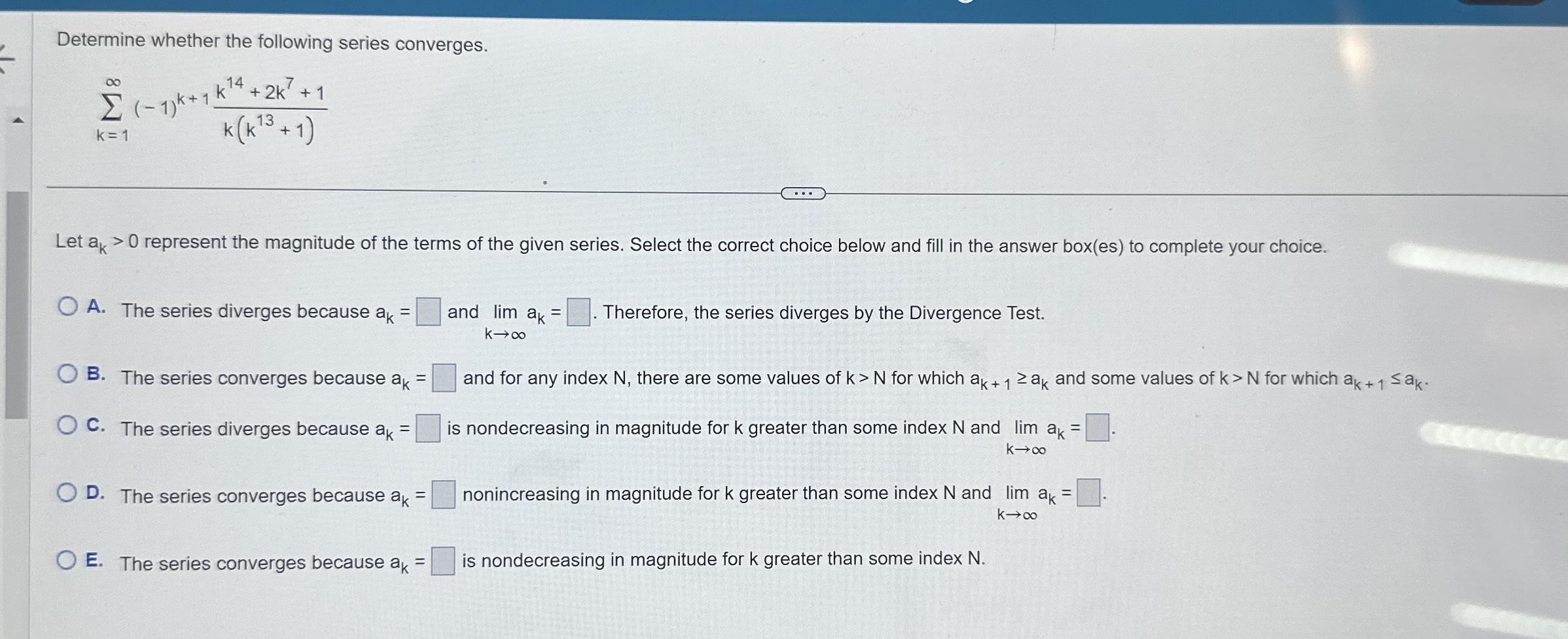 Solved Determine whether the following series | Chegg.com