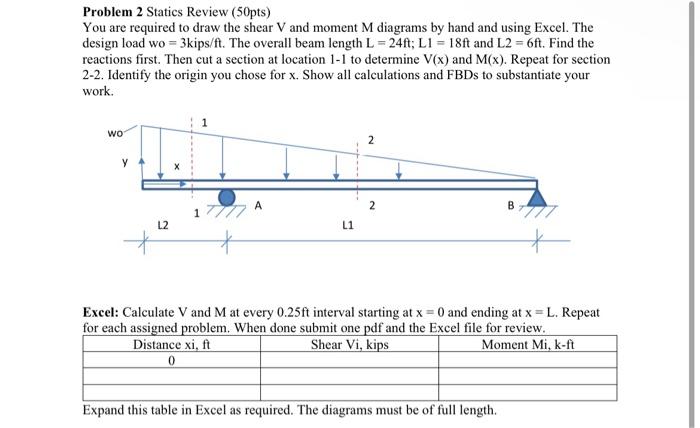 Solved Problem 2 Statics Review (50pts) You are required to | Chegg.com