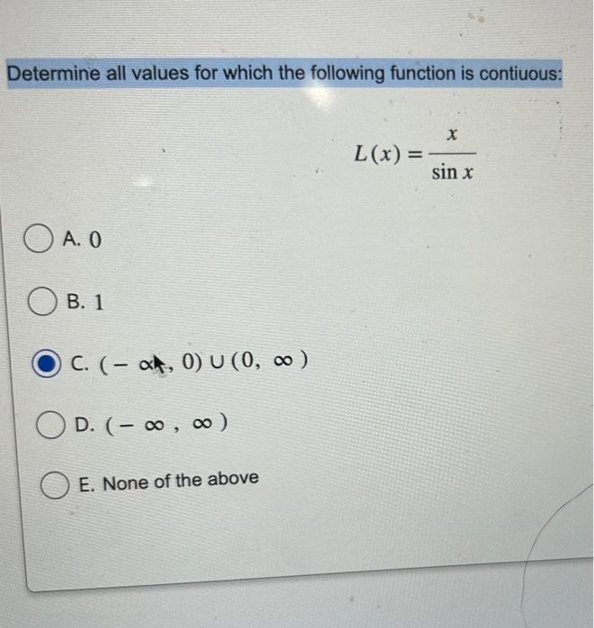 Determine all values for which the following function | Chegg.com