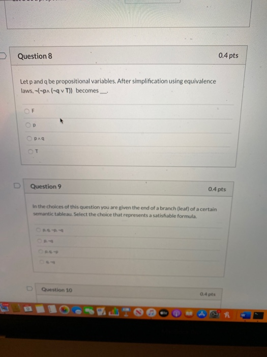 Solved Question 8 0.4 pts Let p and q be propositional | Chegg.com