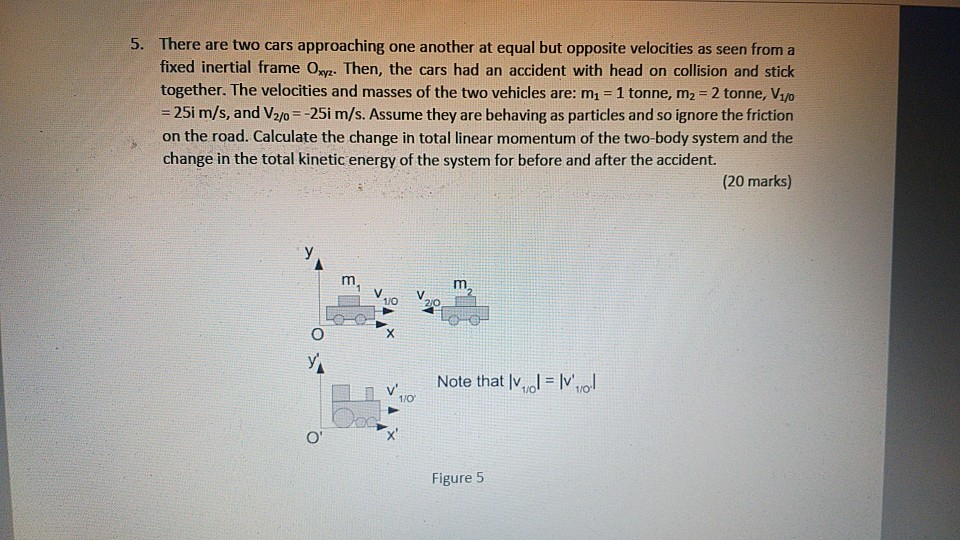 Solved 5. There are two cars approaching one another at | Chegg.com