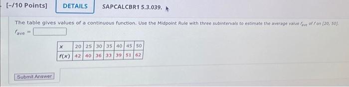 Solved The table gives values of a continuous function. Use | Chegg.com