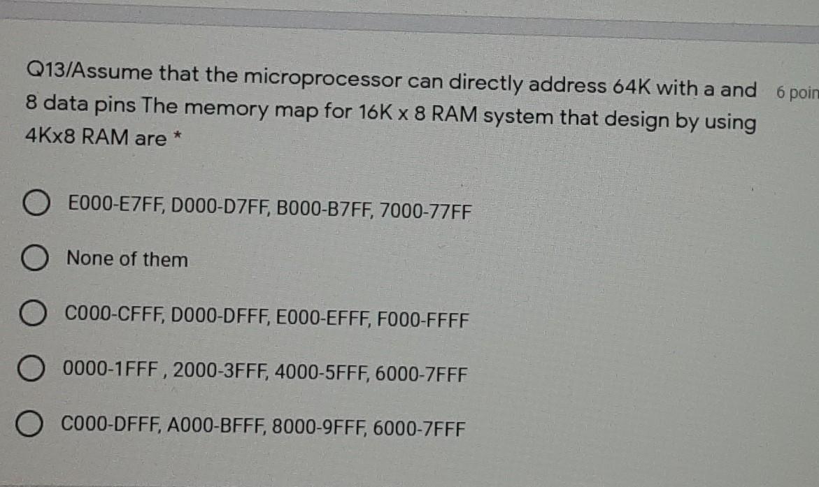 Solved Q13/Assume that the microprocessor can directly | Chegg.com