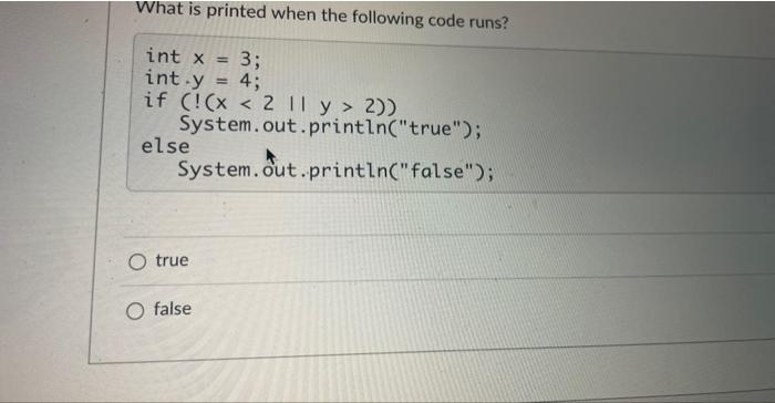 Solved What is printed when the following code runs? int x=3 | Chegg.com