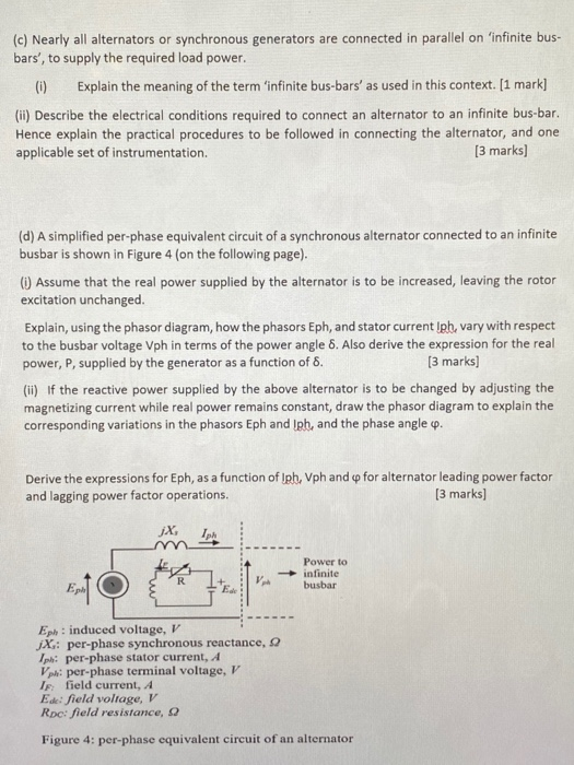 (c) Nearly all alternators or synchronous generators | Chegg.com