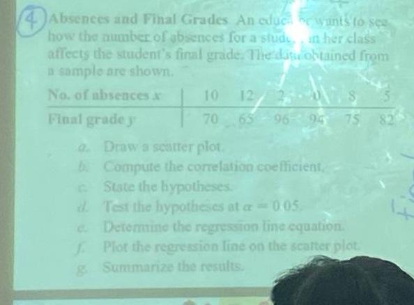 Solved Absences and Final Grades An educt wewints fo see | Chegg.com