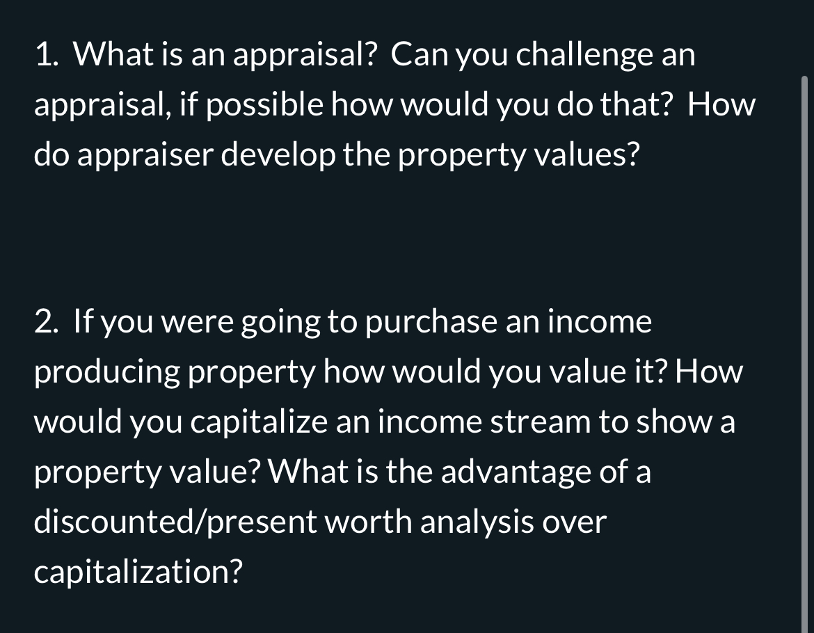 Solved What is an appraisal? Can you challenge an appraisal, | Chegg.com