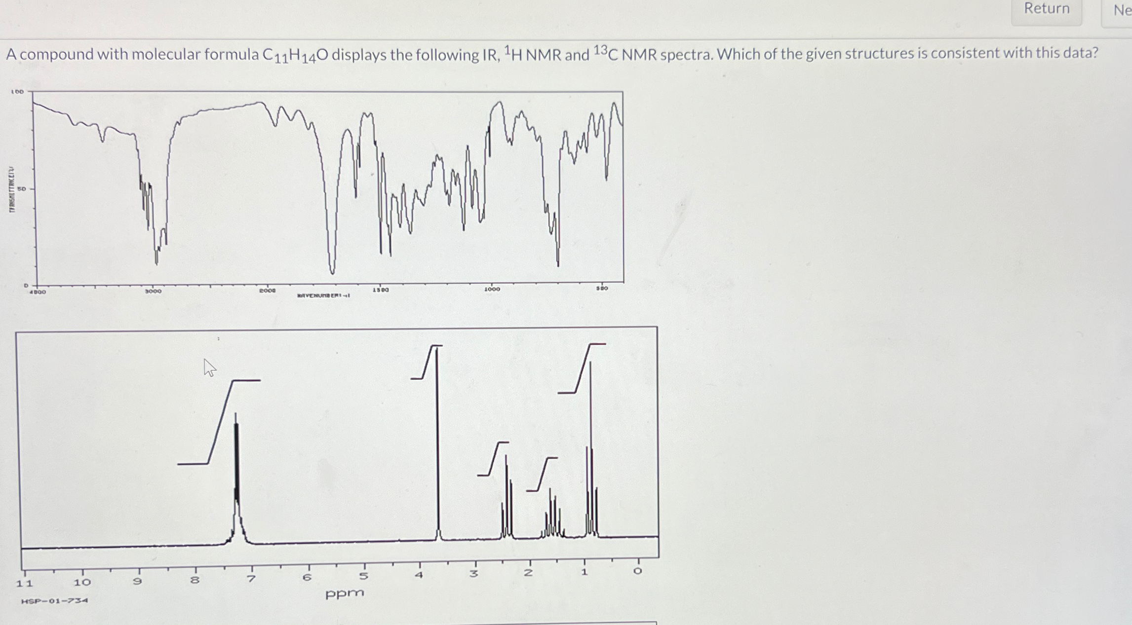 Solved A compound with molecular formula C11H14O ﻿displays | Chegg.com