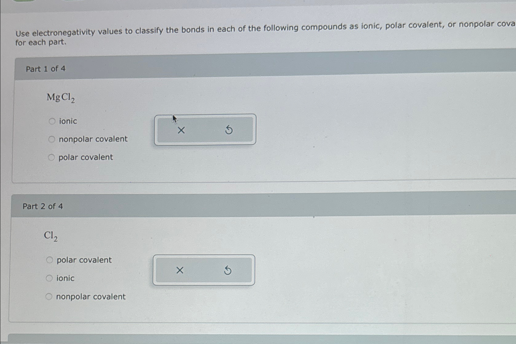 Solved Use electronegativity values to classify the bonds in | Chegg.com