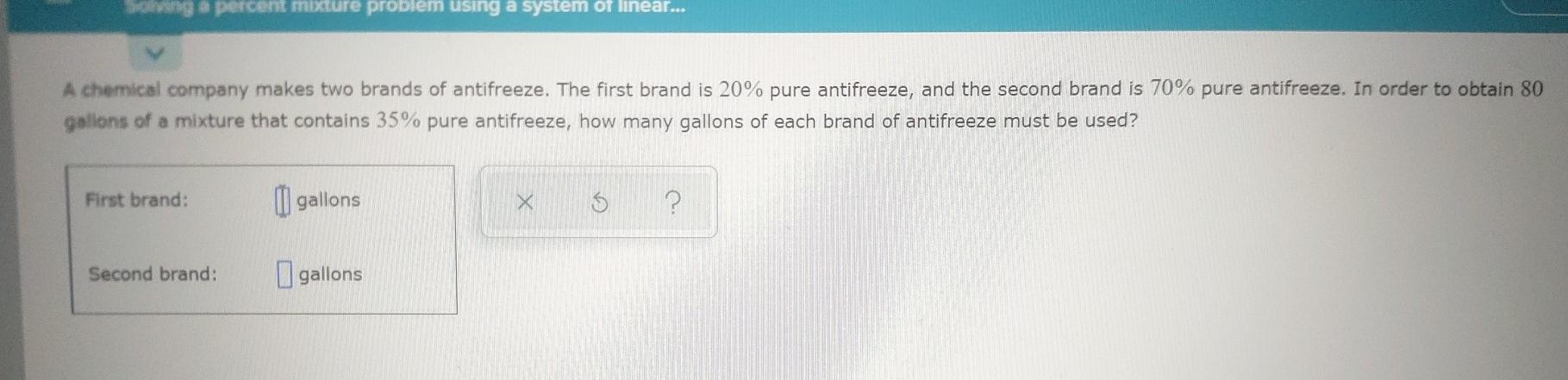 Solved og percent mixture problem using a system of | Chegg.com