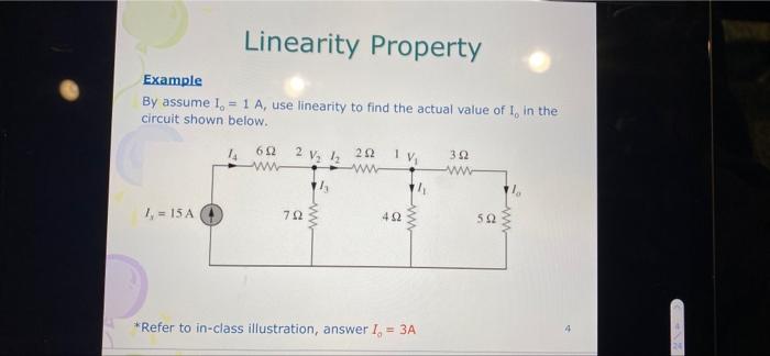 Solved Linearity Property Example By assume I= 1 A, use | Chegg.com