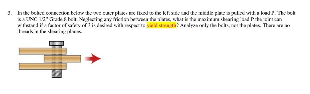 Solved 3. In the bolted connection below the two outer | Chegg.com