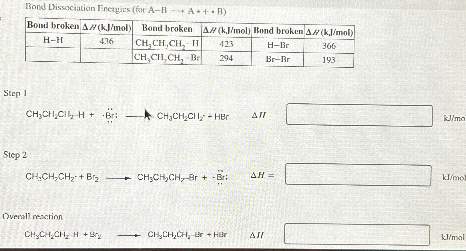 Solved Bond Dissociation Energies For
