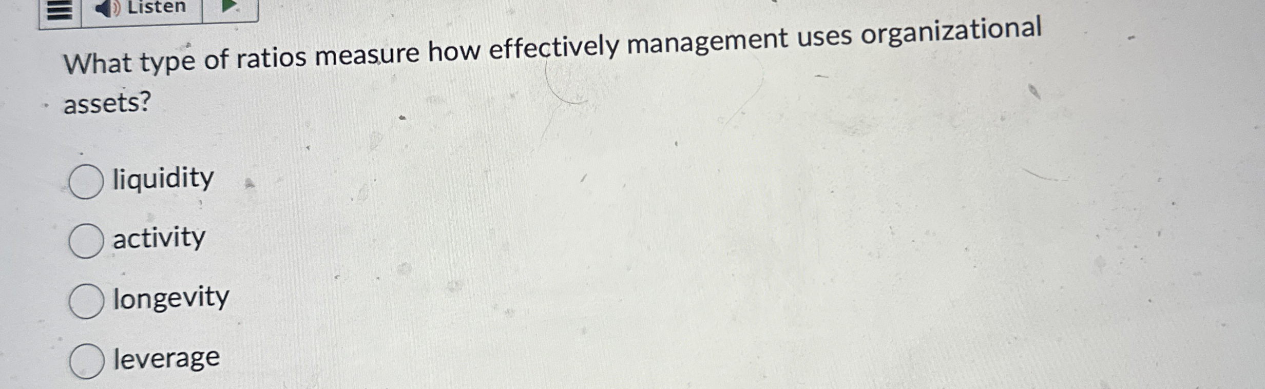 Solved What type of ratios measure how effectively | Chegg.com