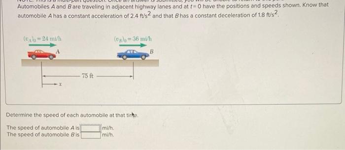 Solved Automobiles A and B are traveling in adjacent highway | Chegg.com