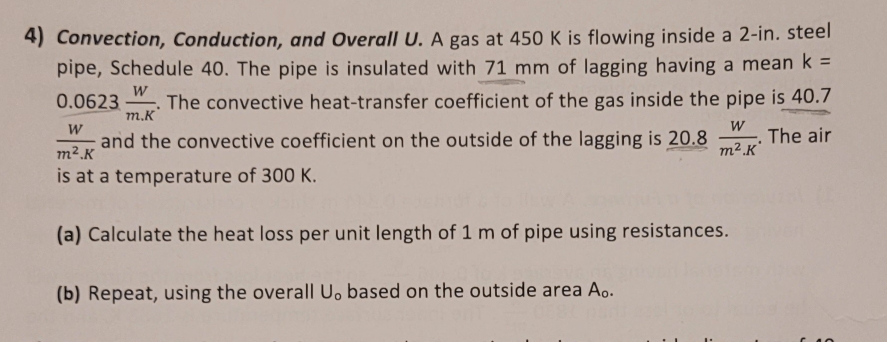 Solved Convection, Conduction, and Overall U. ﻿A gas at 450K | Chegg.com