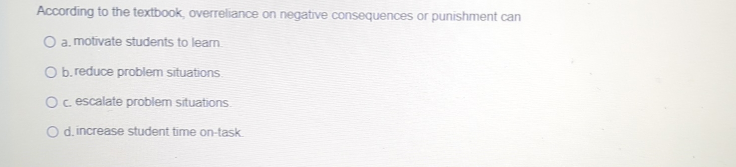 Solved According to the textbook, overreliance on negative | Chegg.com