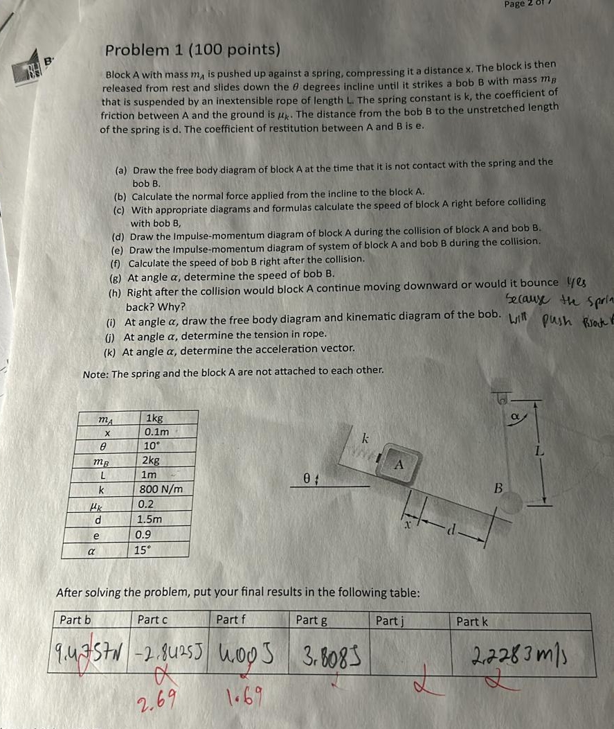 Solved Problem 1 (100 ﻿points)Block A with mass mA ﻿is | Chegg.com