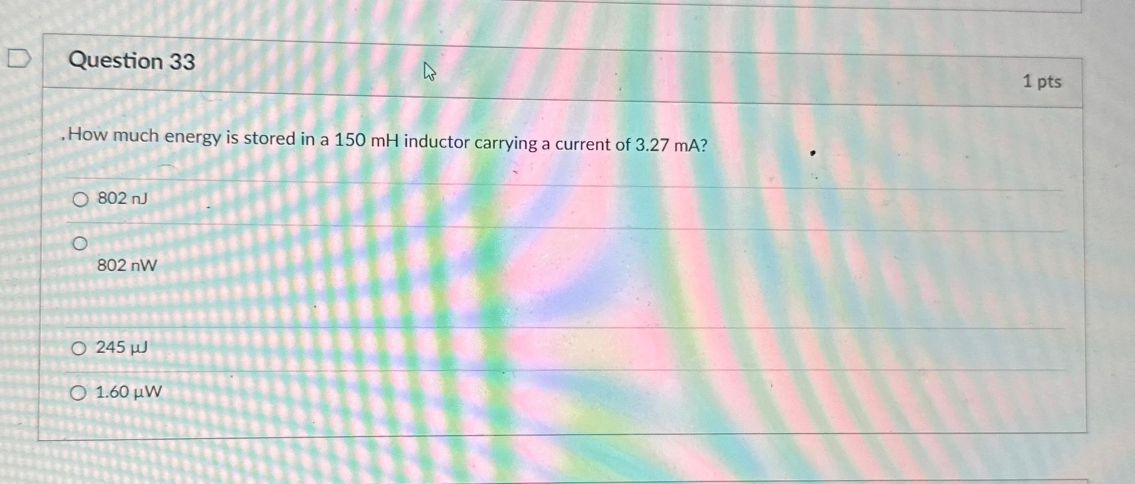 Solved How mych energy is stored in a 150mH inductor | Chegg.com